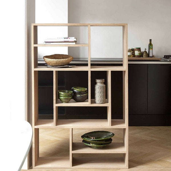 Oak M rack bókahilla minni - Tekk