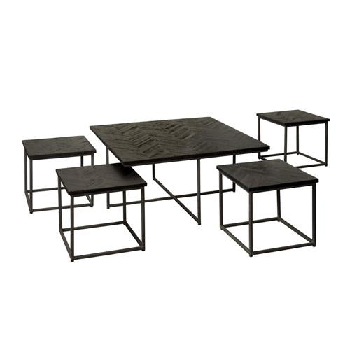 Via coffeetable set (5) recl. teak black - Tekk